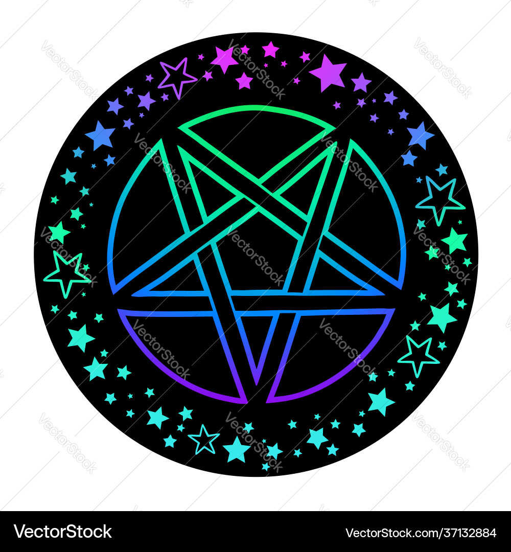 Mystical bright pentagram with an ornament Vector Image