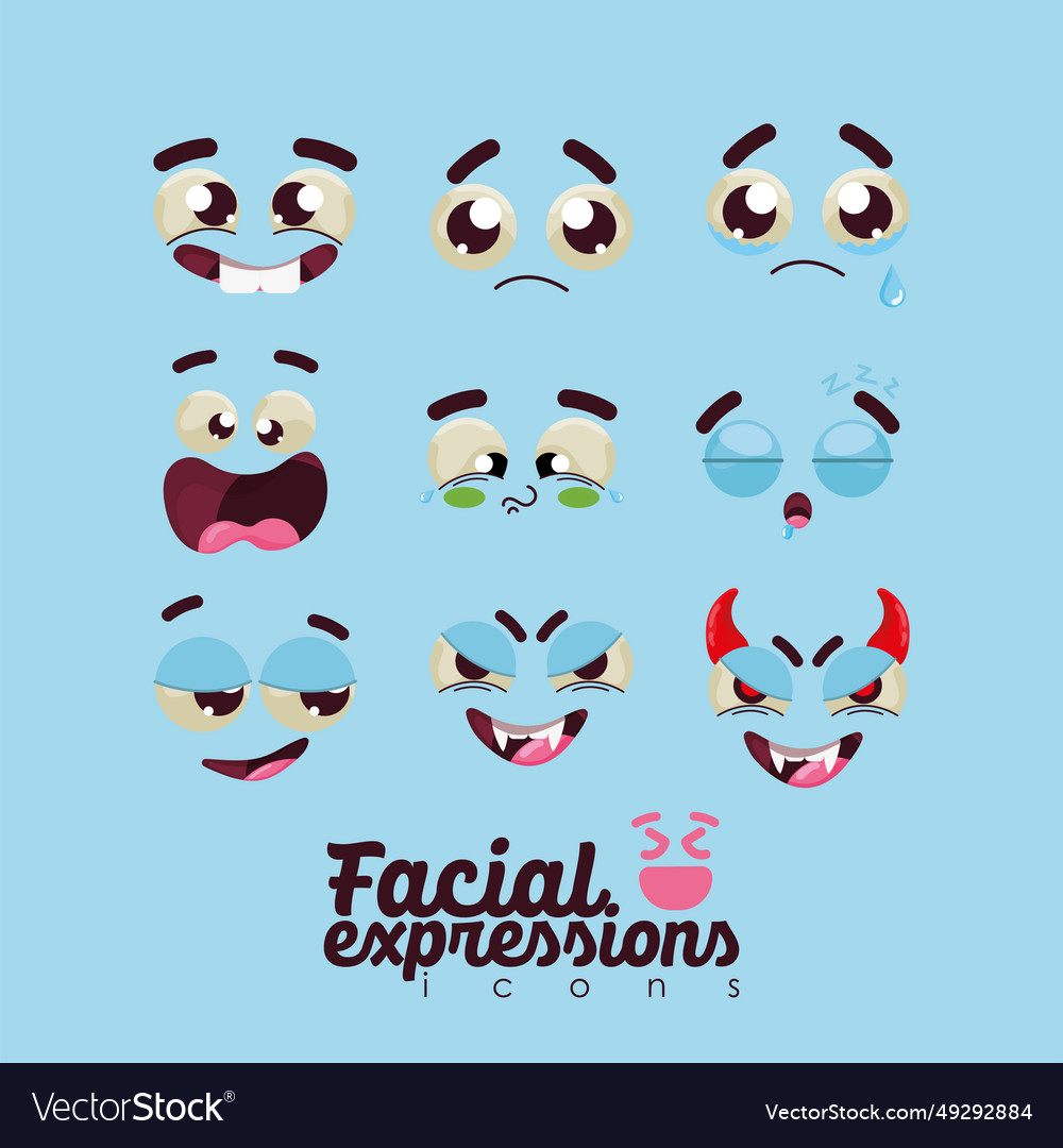 Set of different facial expression Royalty Free Vector Image