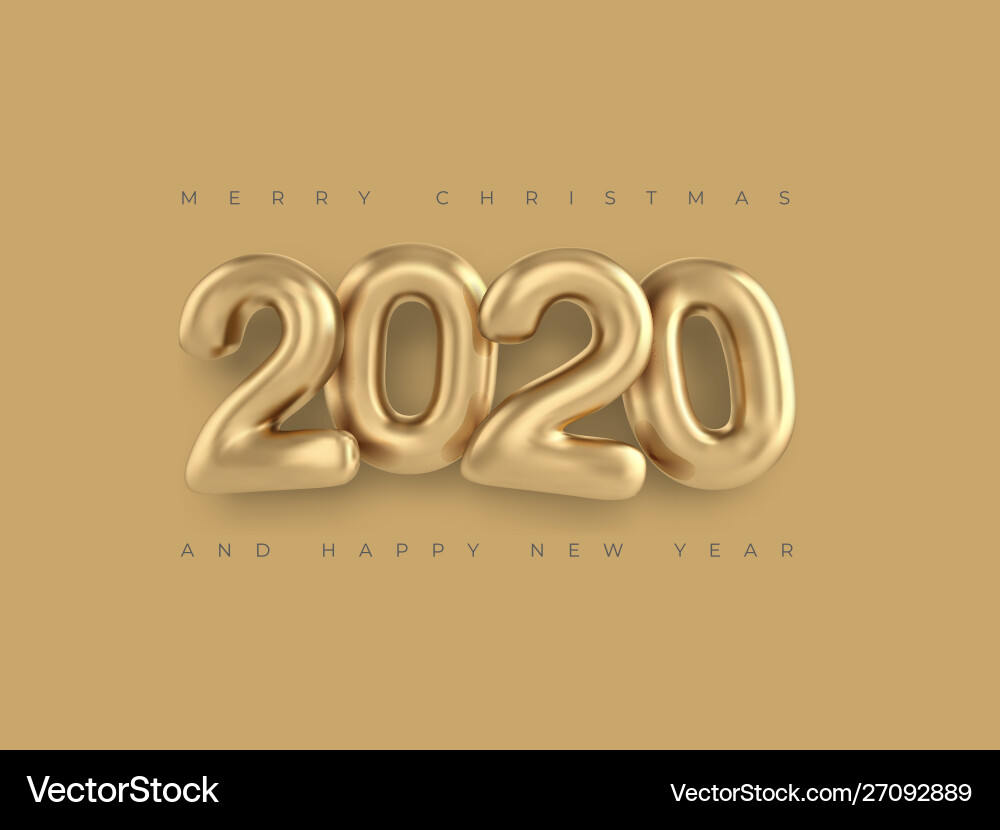 2020 3d lettering realistic gold numbers isolated Vector Image