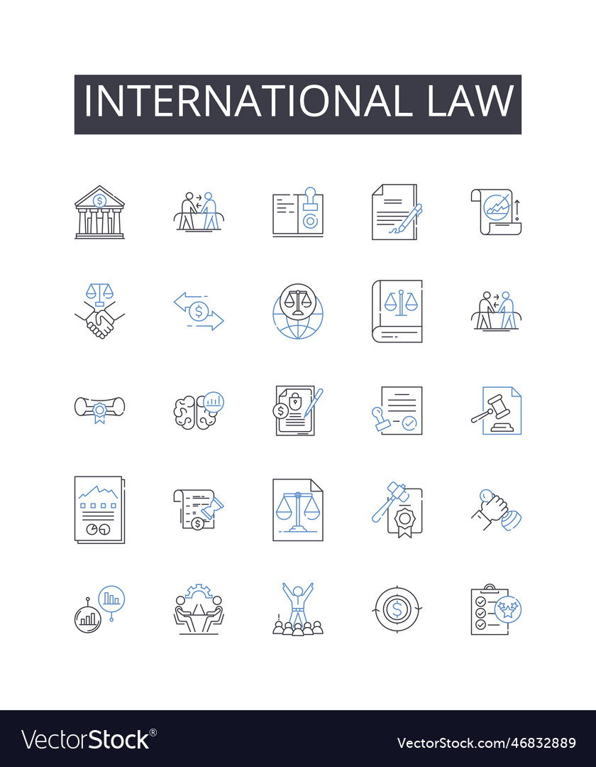 International law line icons collection maritime Vector Image International law line icons collection maritime Vector Image