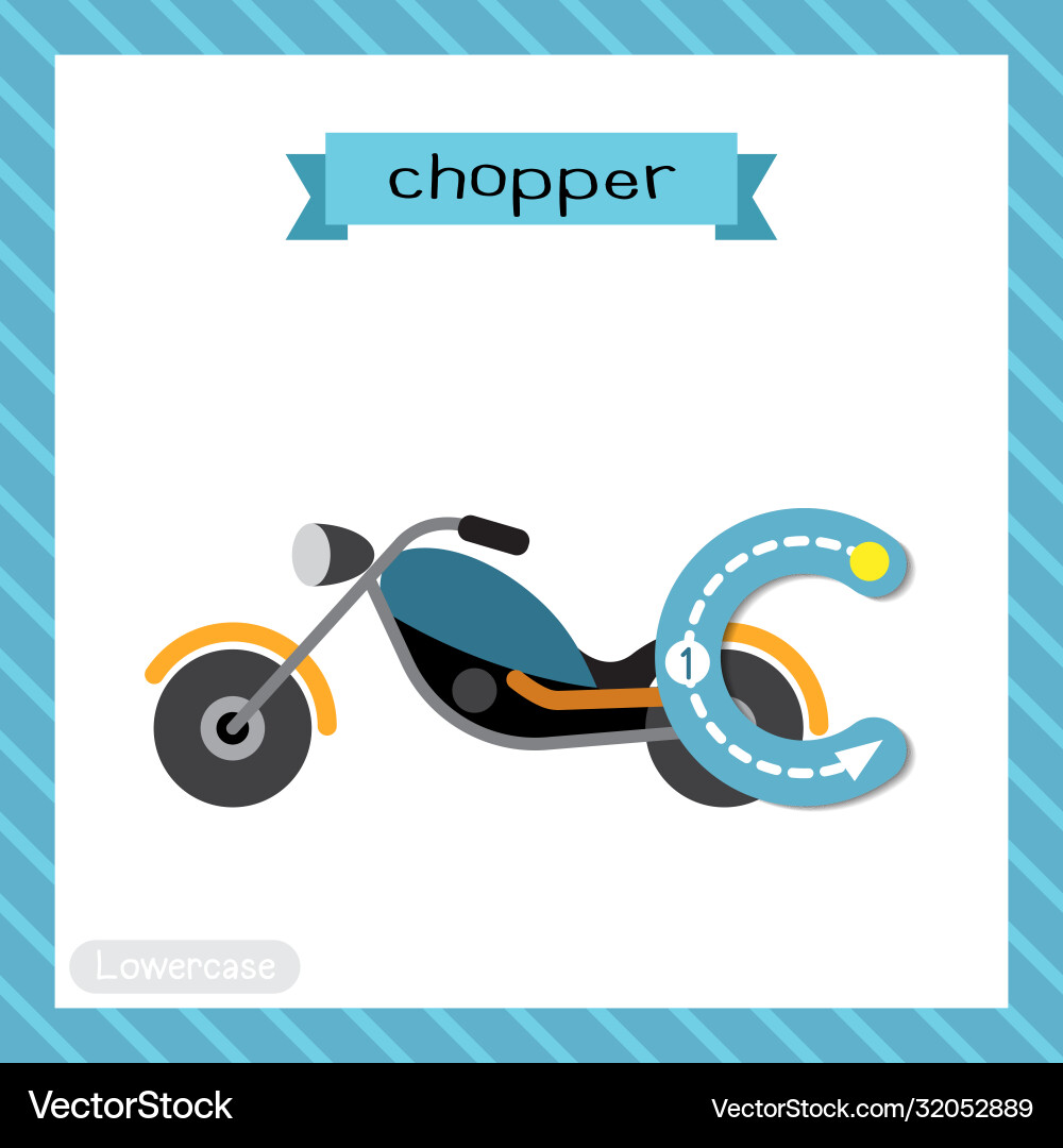 Letter c lowercase tracing chopper Royalty Free Vector Image