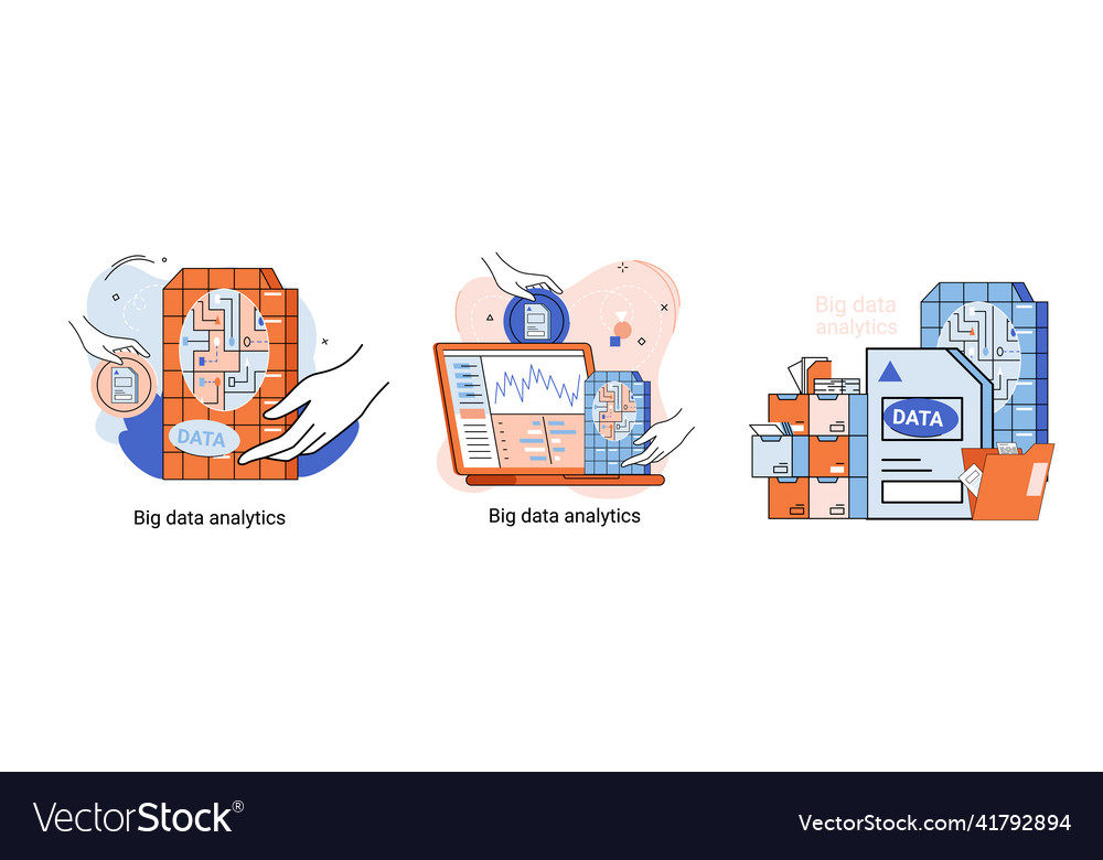 Big data analytics process of analyzing complex Vector Image