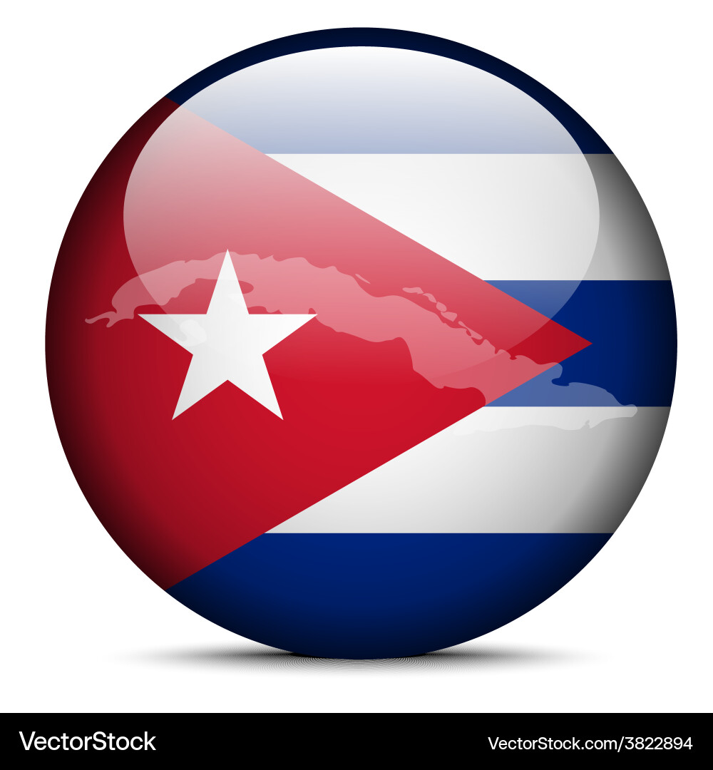 Map on flag button of republic cuba Royalty Free Vector