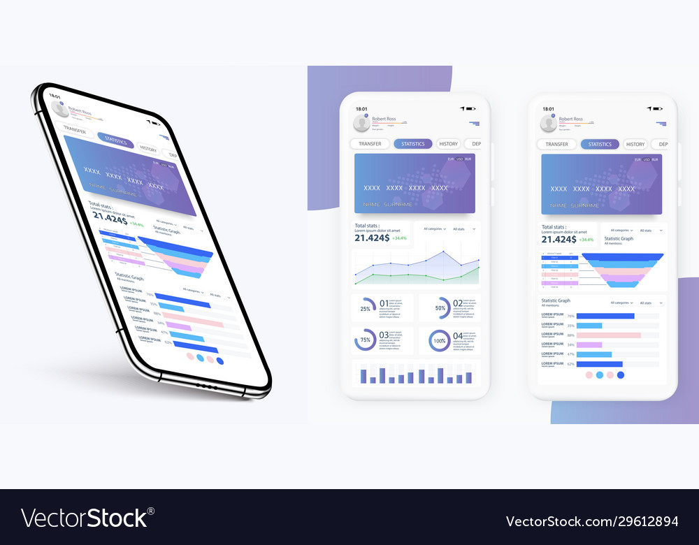 Online banking mobile apps ui ux gui set Vector Image