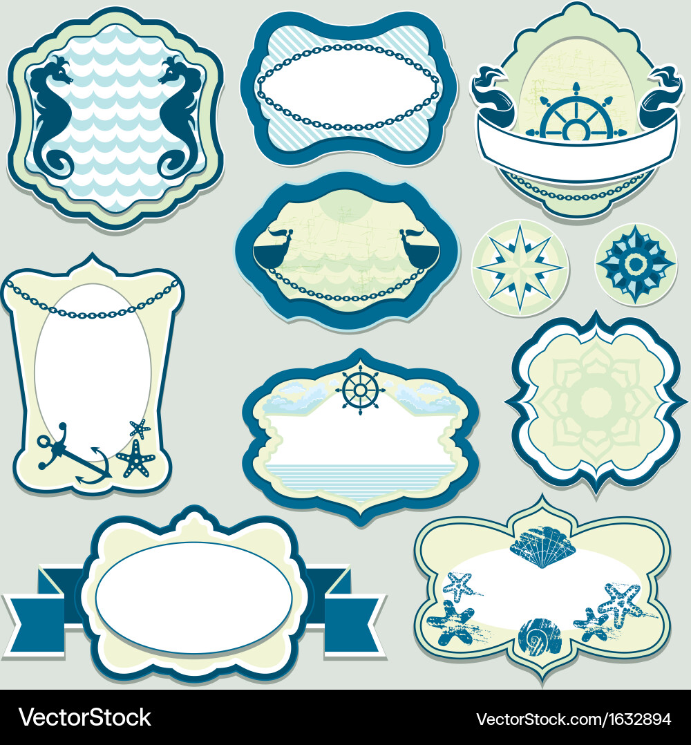 Set of design elements - marine themes frames Vector Image