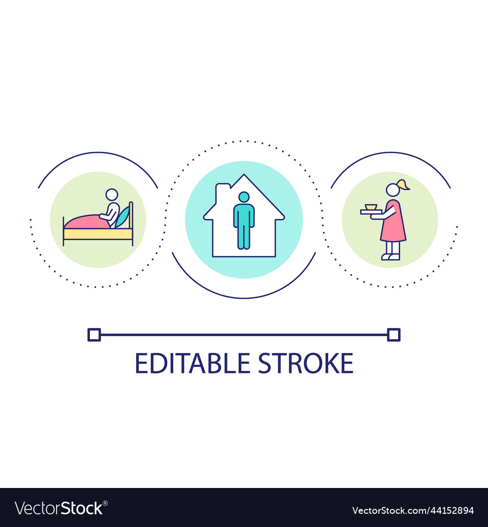 Stay home while getting sick loop concept icon Vector Image Stay home while getting sick loop concept icon Vector Image