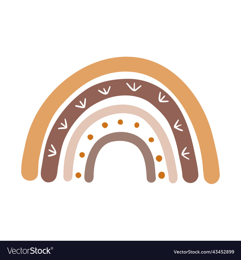 Boho rainbow in pastel and brown colors isolated Vector Image