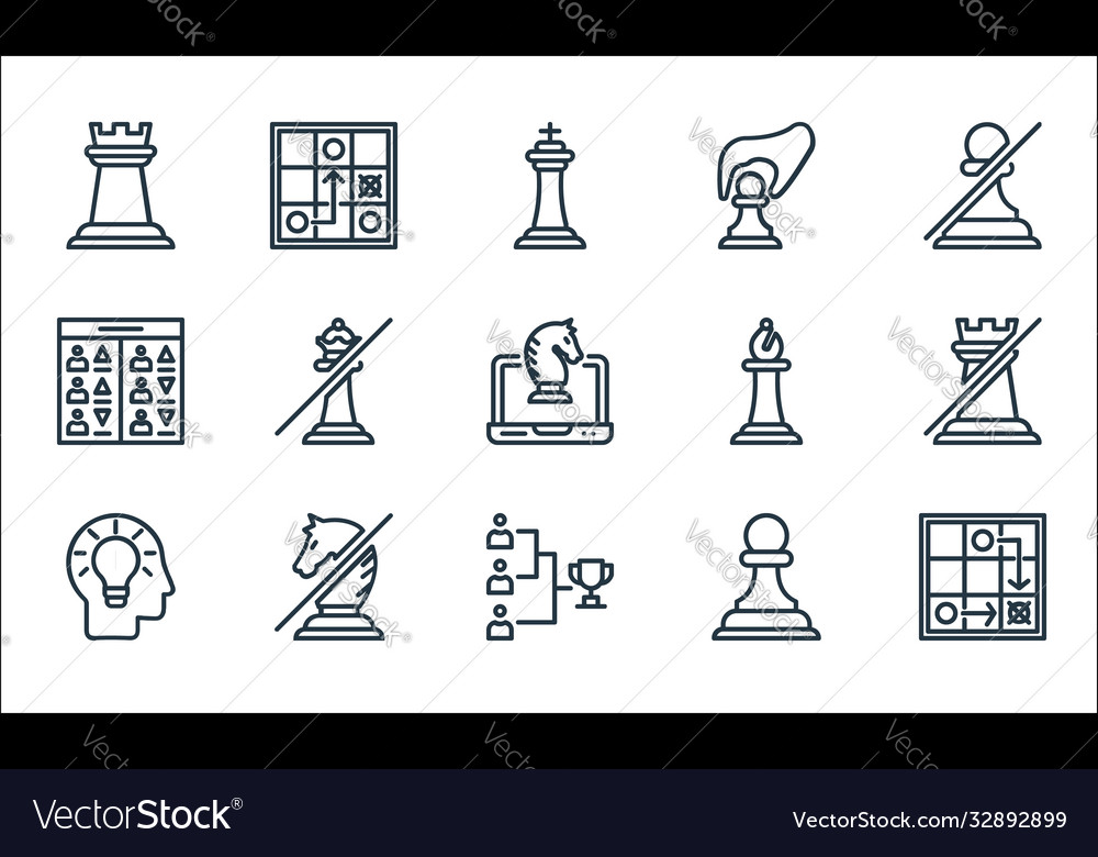 Chess game line icons linear set quality line set Vector Image