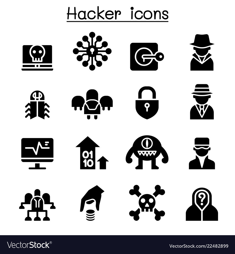 Hacker icon set Royalty Free Vector Image - VectorStock