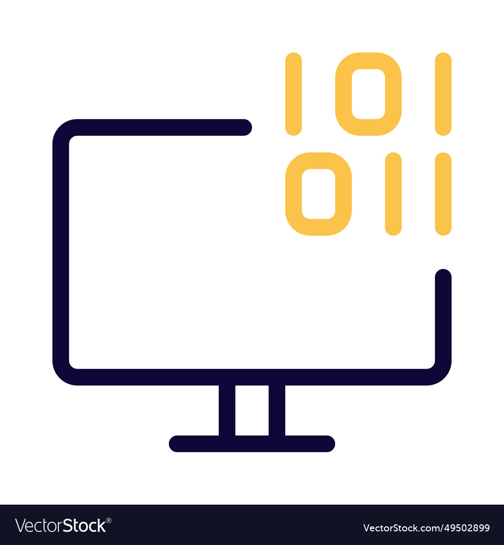 Showing data in binary format on monitor Vector Image