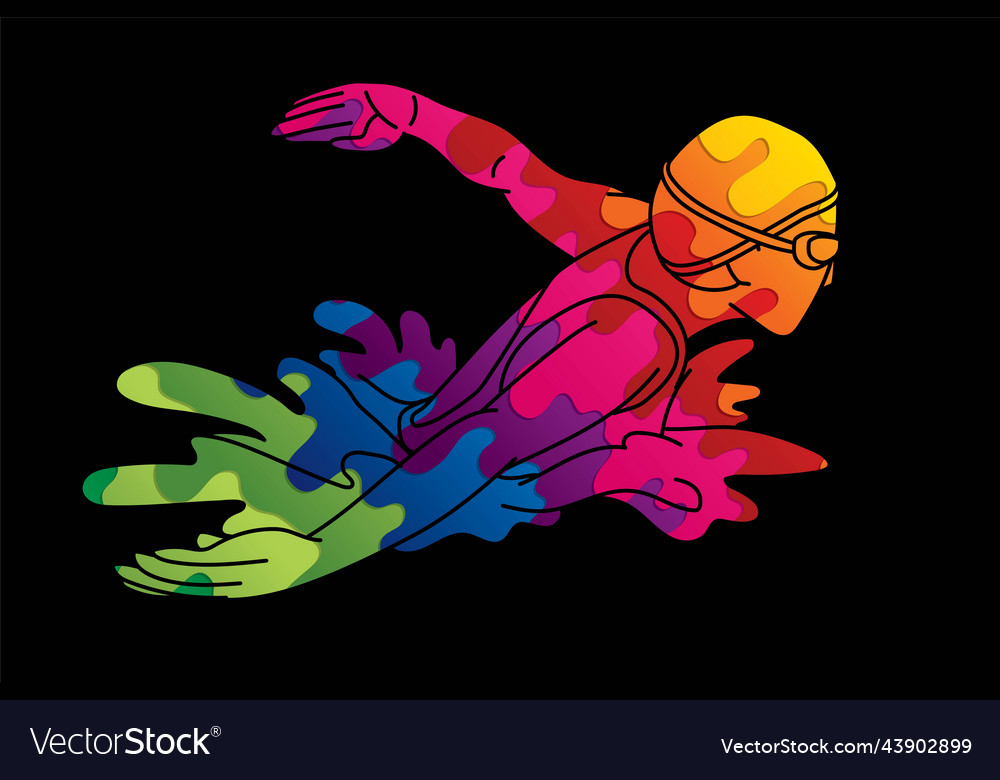 Swimming Sport Female Swimmer Action Royalty Free Vector
