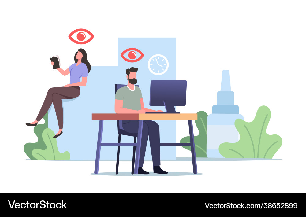 Vision problems medical concept office worker Vector Image
