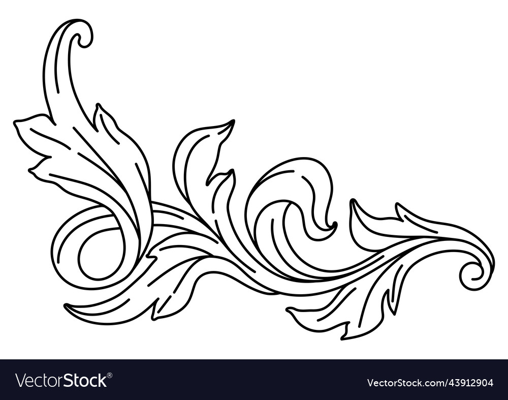 Decorative floral element in baroque style Vector Image Decorative floral element in baroque style Vector Image