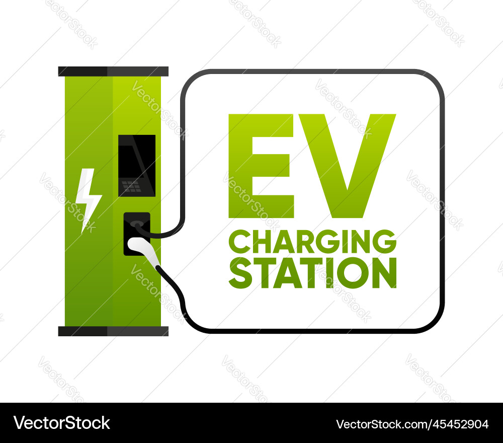 Ev charging station banner electric car Royalty Free Vector