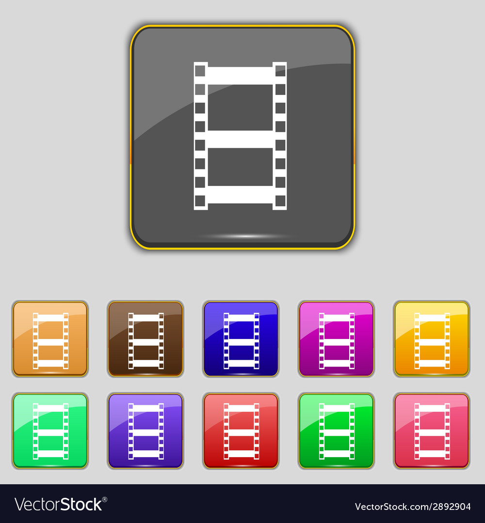 Video sign icon frame symbol set colourful buttons