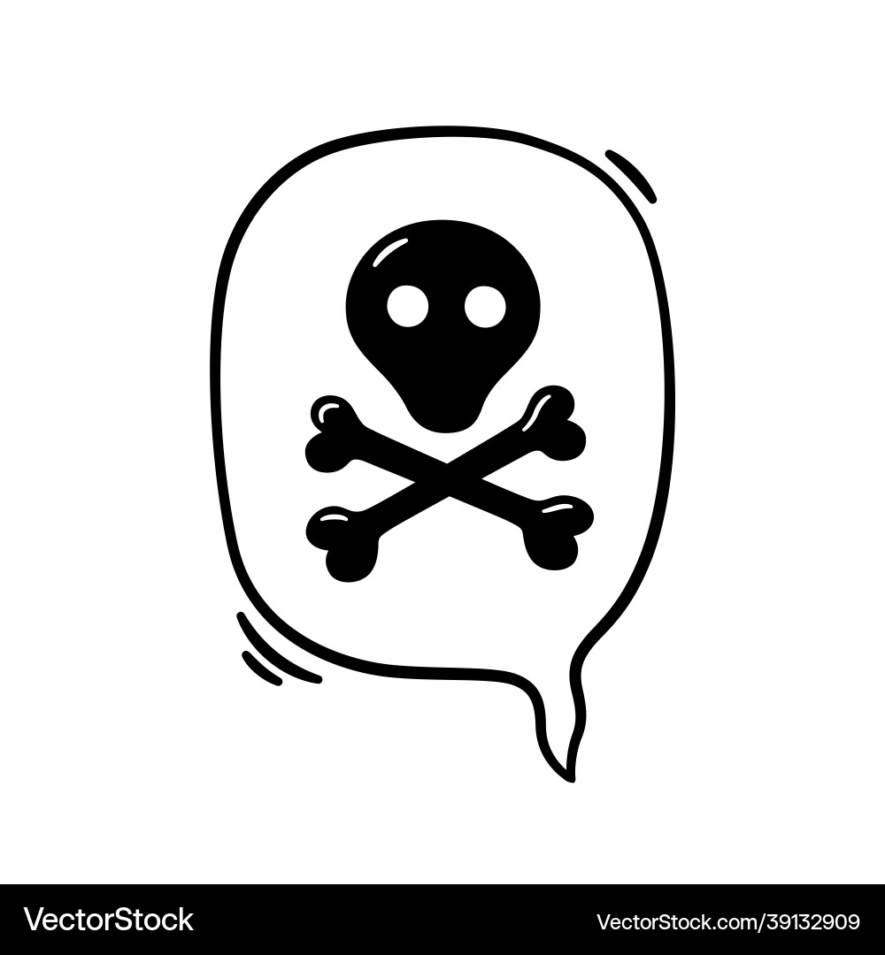 Hand drawn speech bubble with curse skul Vector Image