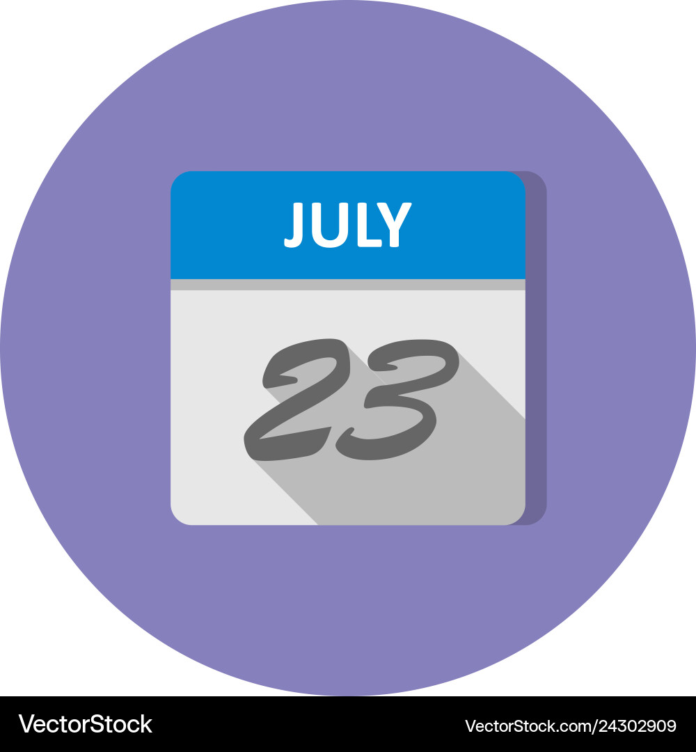 July 23rd date on a single day calendar Royalty Free Vector