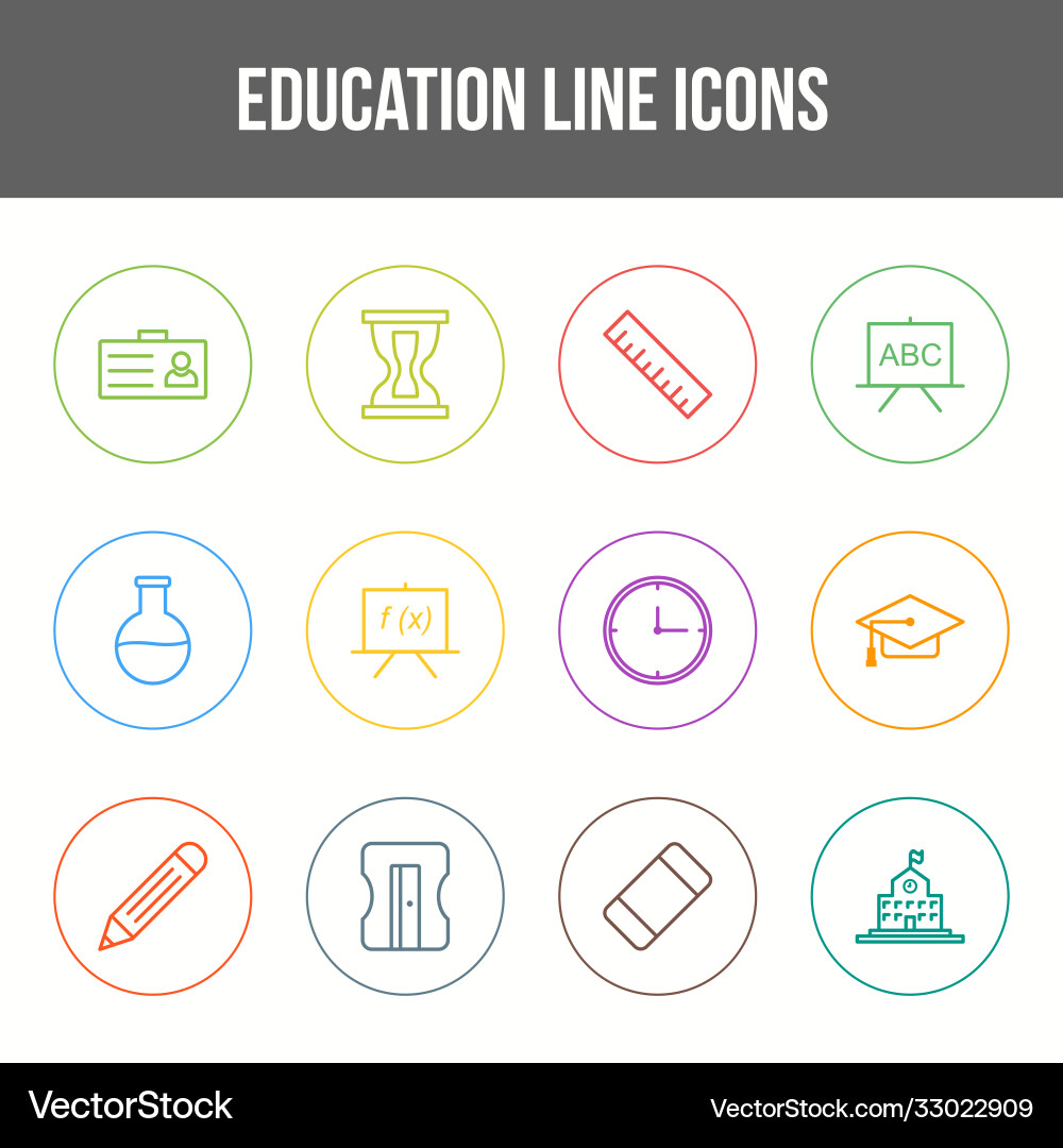 Unique education line icon set Royalty Free Vector Image