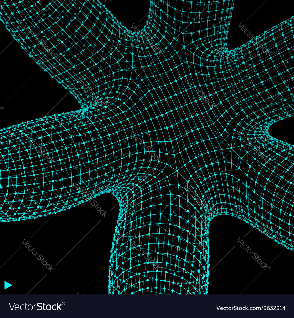 3d Connection Structure Technology Style Grid Vector Image