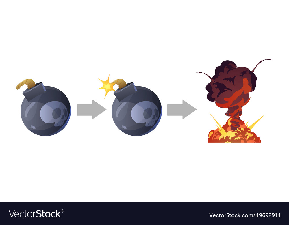 Bomb explosion process Royalty Free Vector Image