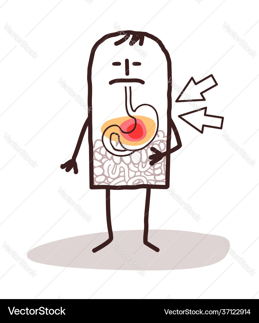 Cartoon man suffering because gastric problems Vector Image