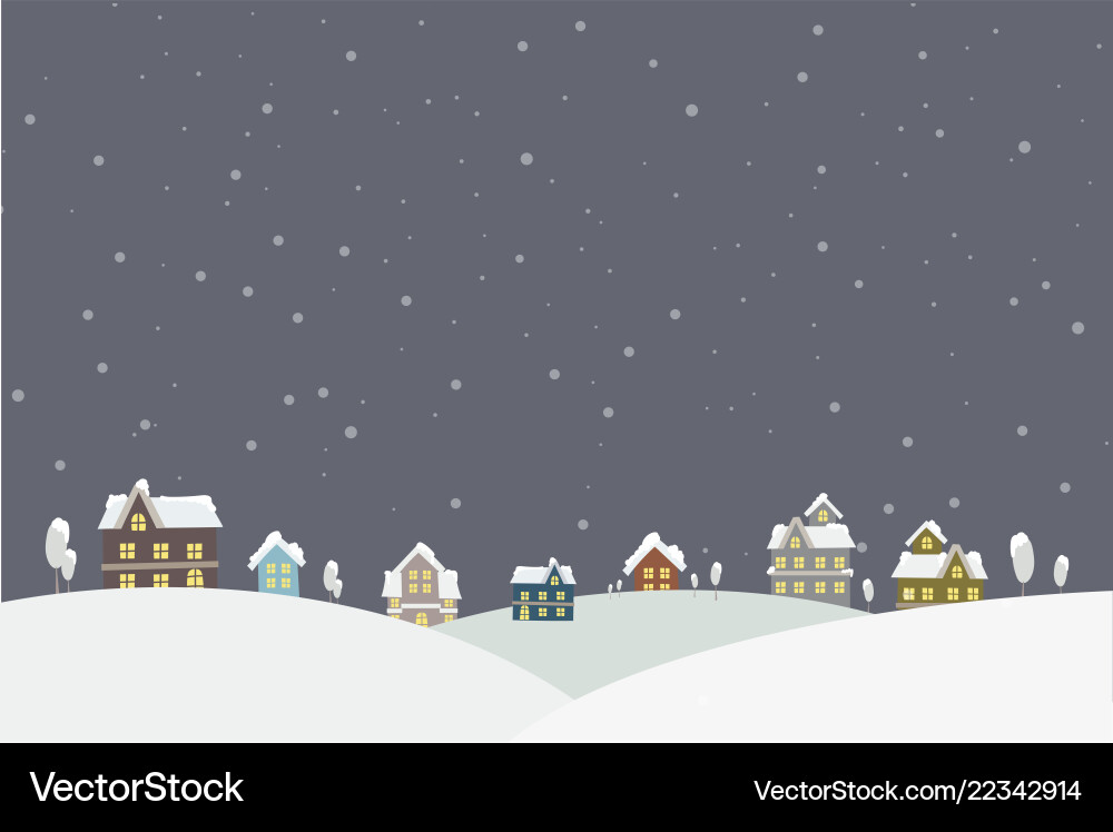 Town in the snow falling place Royalty Free Vector Image