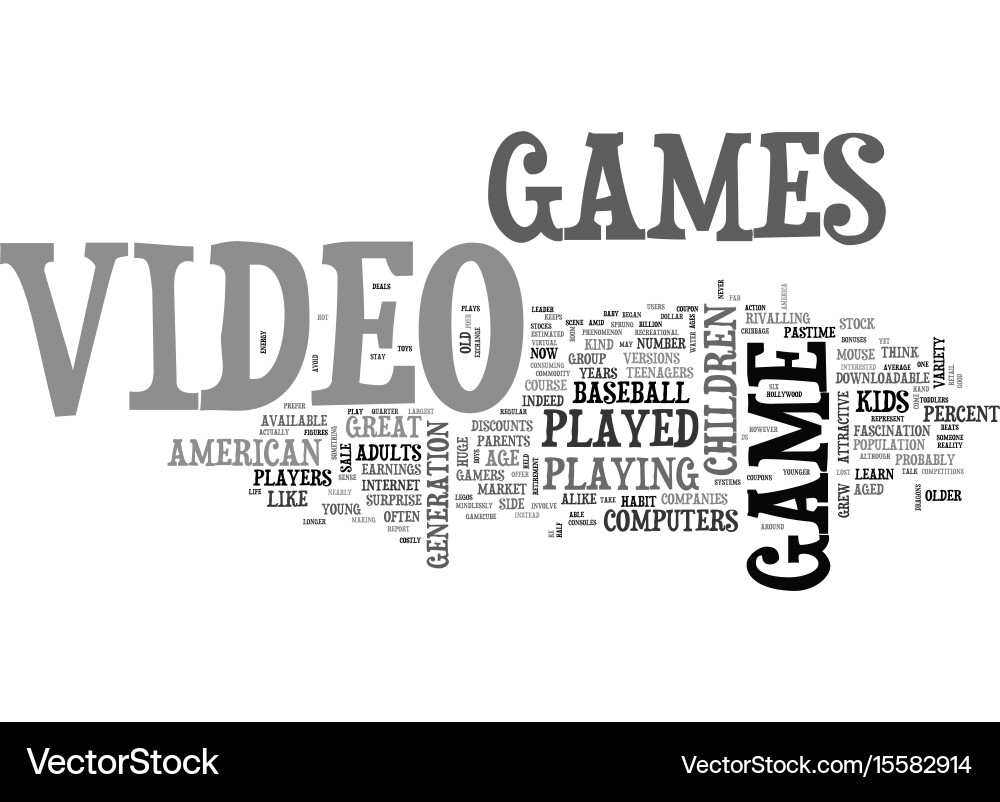 Who plays video games text word cloud concept Vector Image