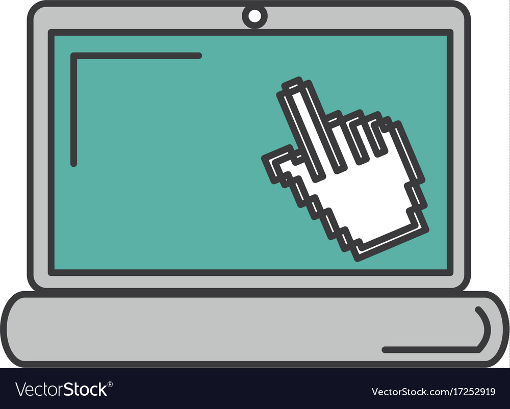 Laptop computer with mouse pointer Royalty Free Vector Image