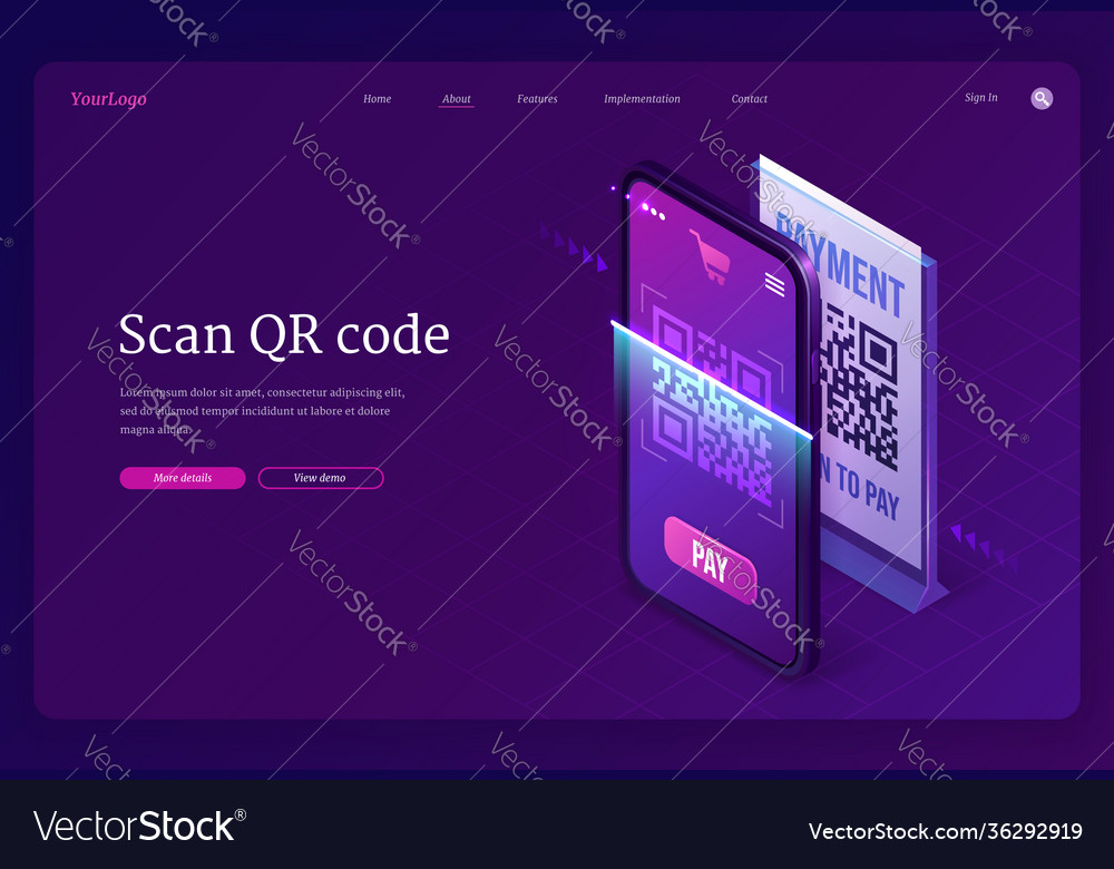 Scan Qr Code Verification Service Isometric Banner