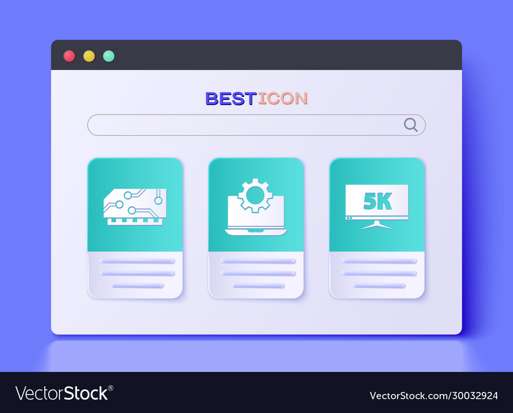 Set Laptop And Gear Ram Random Access Memory Vector Image 