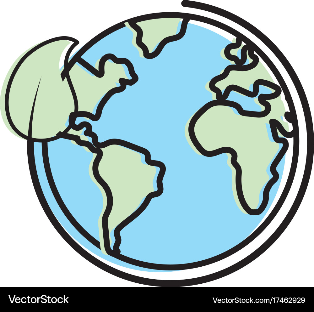 Earth planet with ecological leaf design Vector Image