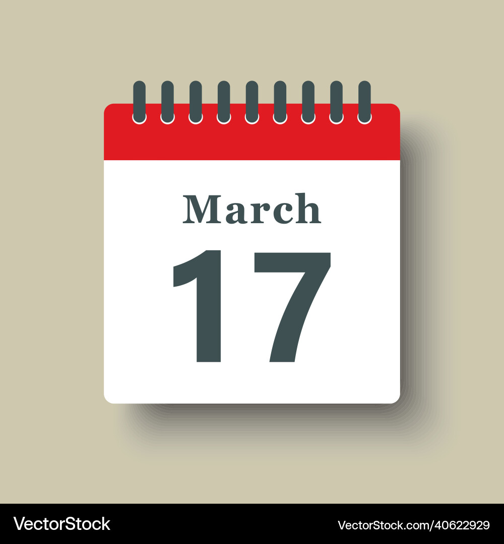 Icon day date 17 march template calendar page Vector Image