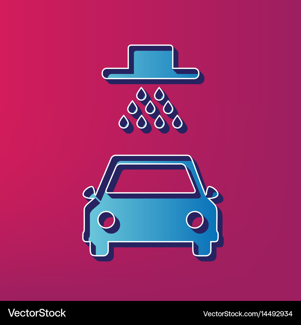 Car wash sign blue 3d printed icon Royalty Free Vector Image