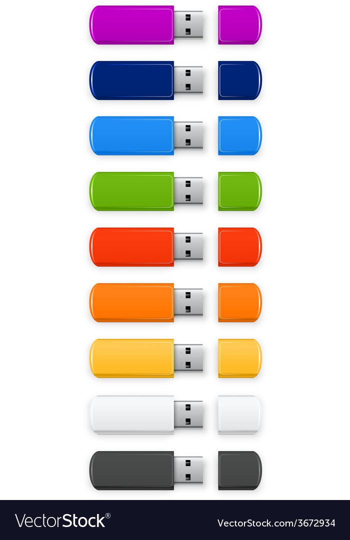 Colored usb flash Royalty Free Vector Image - VectorStock