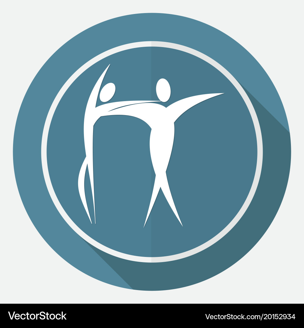 Dancer icon on white circle with a long shadow Vector Image