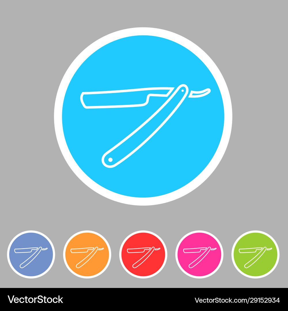 Straight razor blade barbershop icon flat web sign