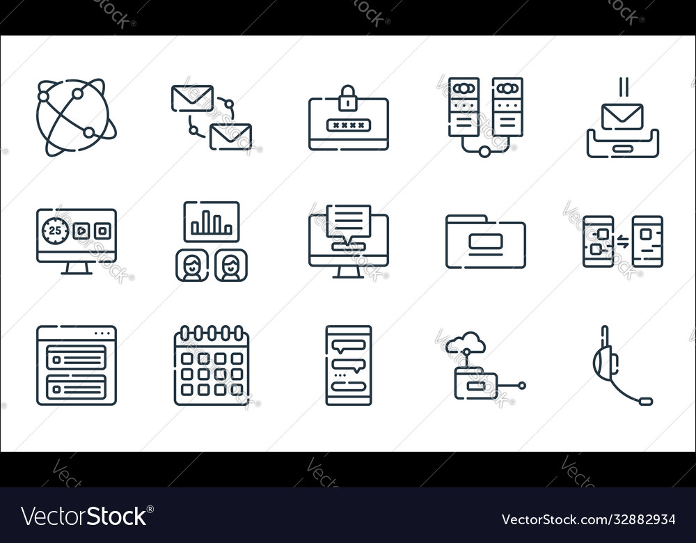 Telecommuting line icons linear set quality line Vector Image