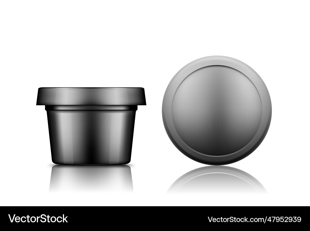 Cosmetic black jar with cap top view mockup Vector Image