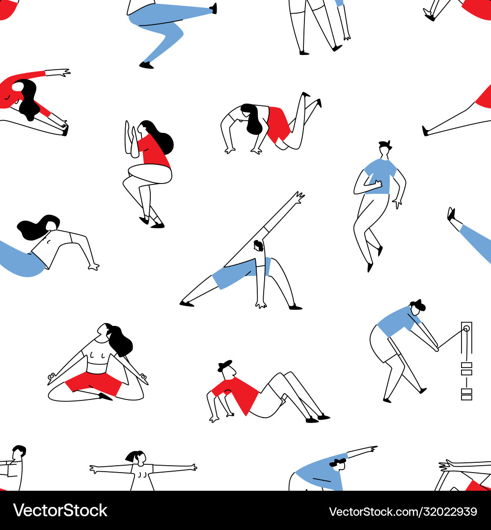 Seamless sport exercising people pattern training Vector Image