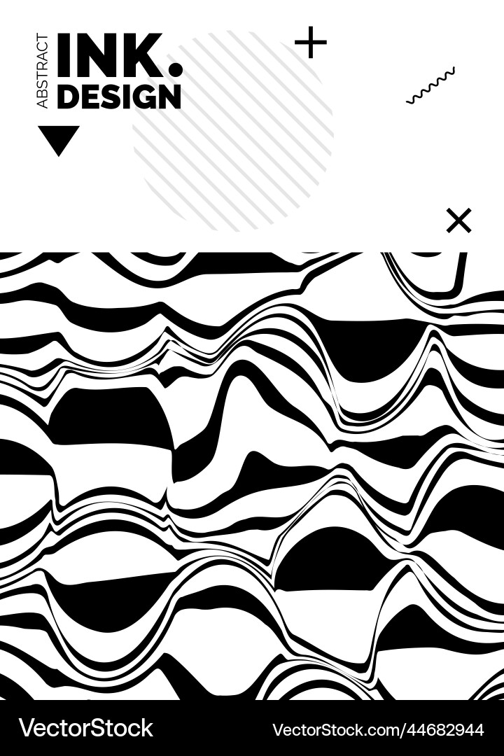 Black lines poster template trendy abstract wavy Vector Image