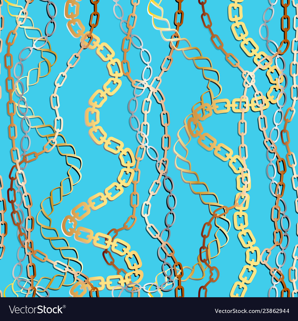 Fashion Seamless Pattern With Golden Chains Vector Image