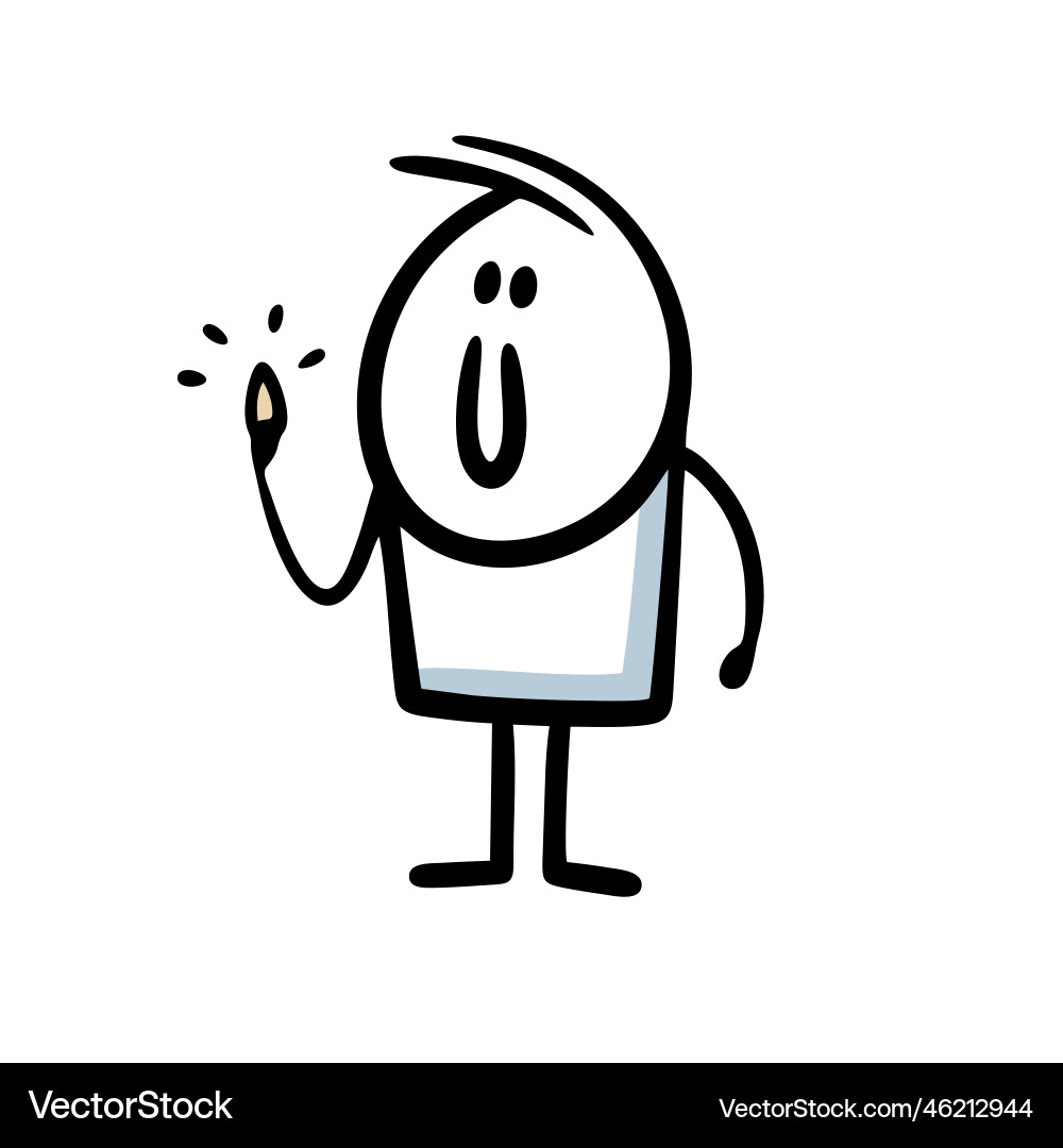 Funny cartoon stickman holds seed and going Vector Image