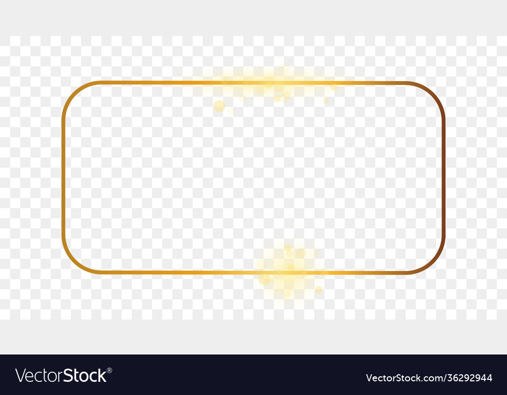 Gold glowing rounded rectangular frame Royalty Free Vector