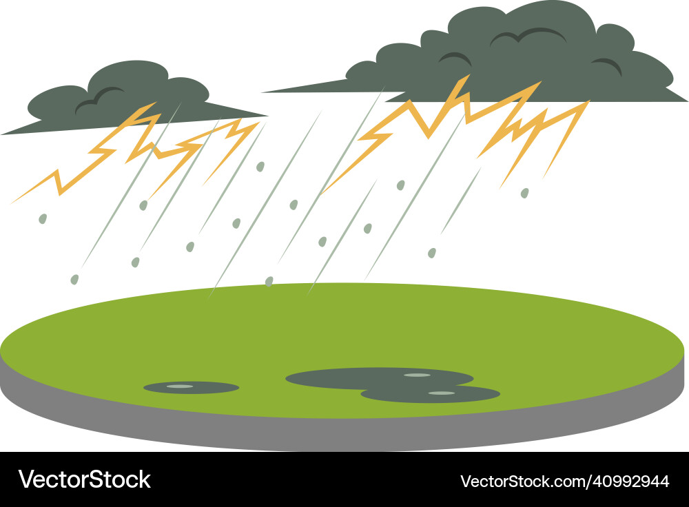 Thunderstorm in rural area cartoon thunder Vector Image