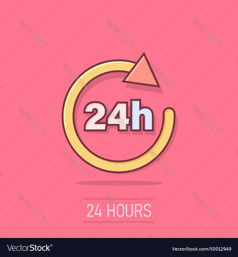 24 hours clock sign icon in comic style twenty Vector Image 24 hours clock sign icon in comic style twenty Vector Image