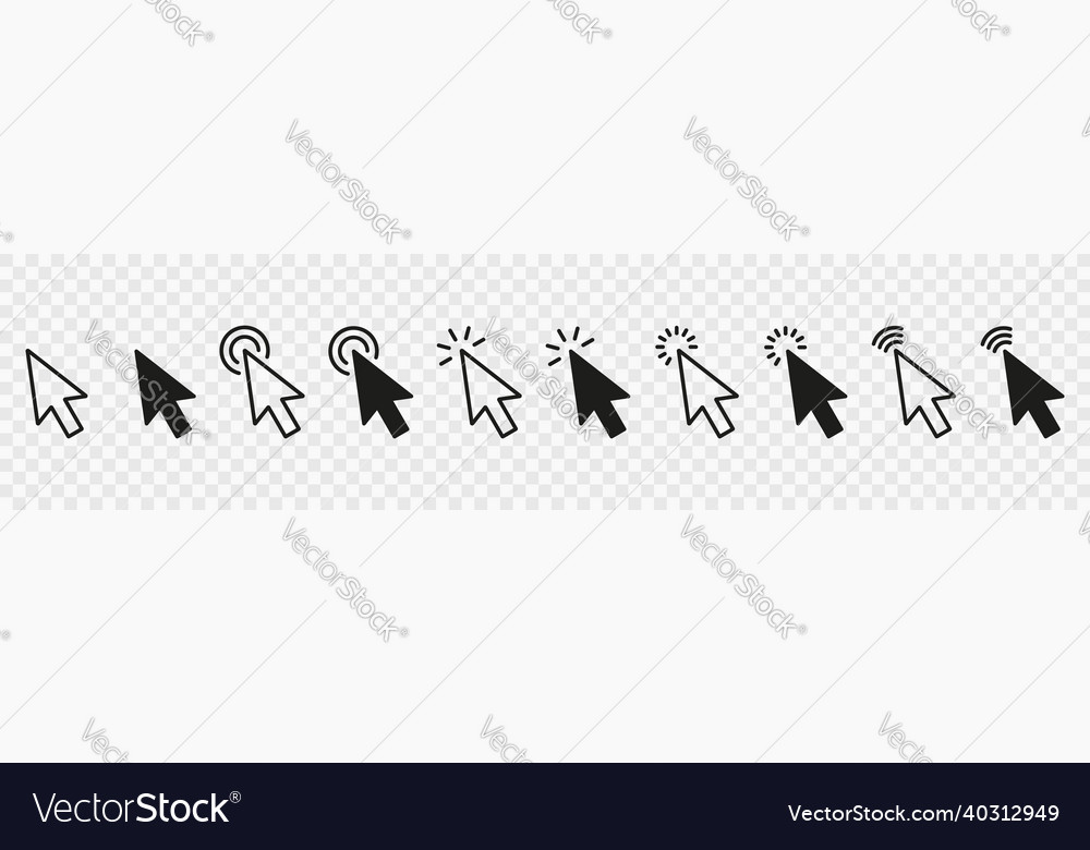 Computer mouse pointer icons set on transparent Vector Image
