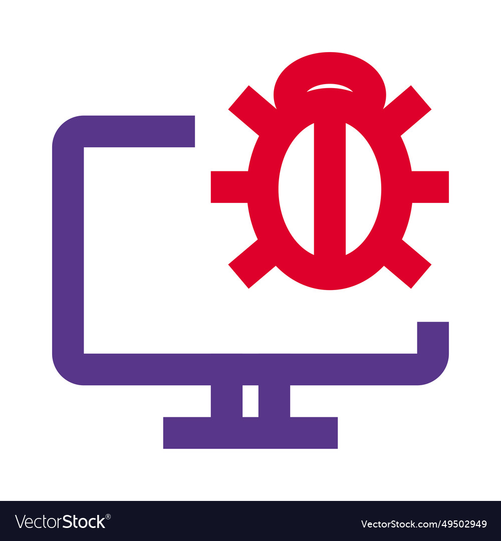 Indicating a software bug on the monitor screen Vector Image