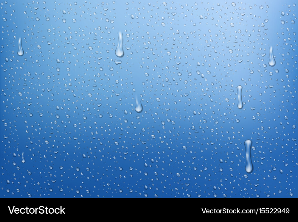 Realistic rain drops water background Royalty Free Vector