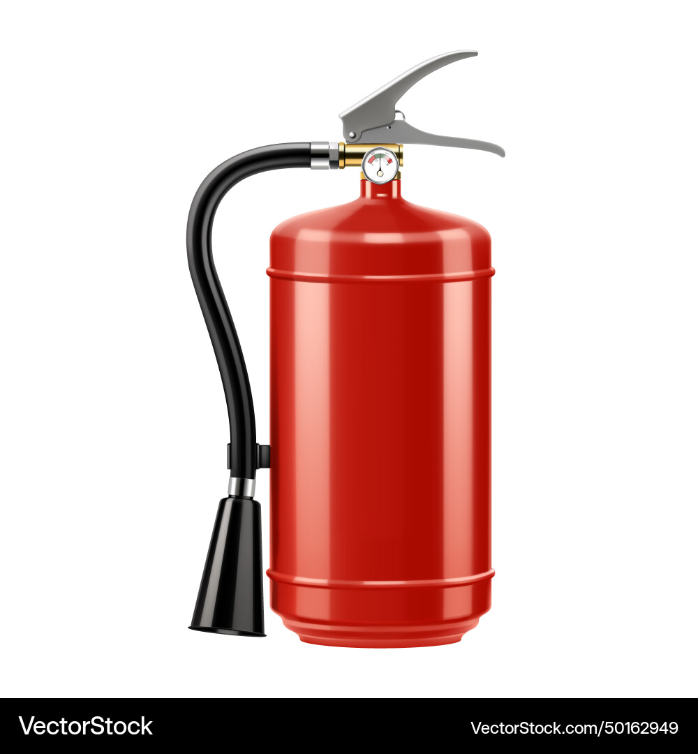Red dry powder fire extinguisher with nozzle Vector Image