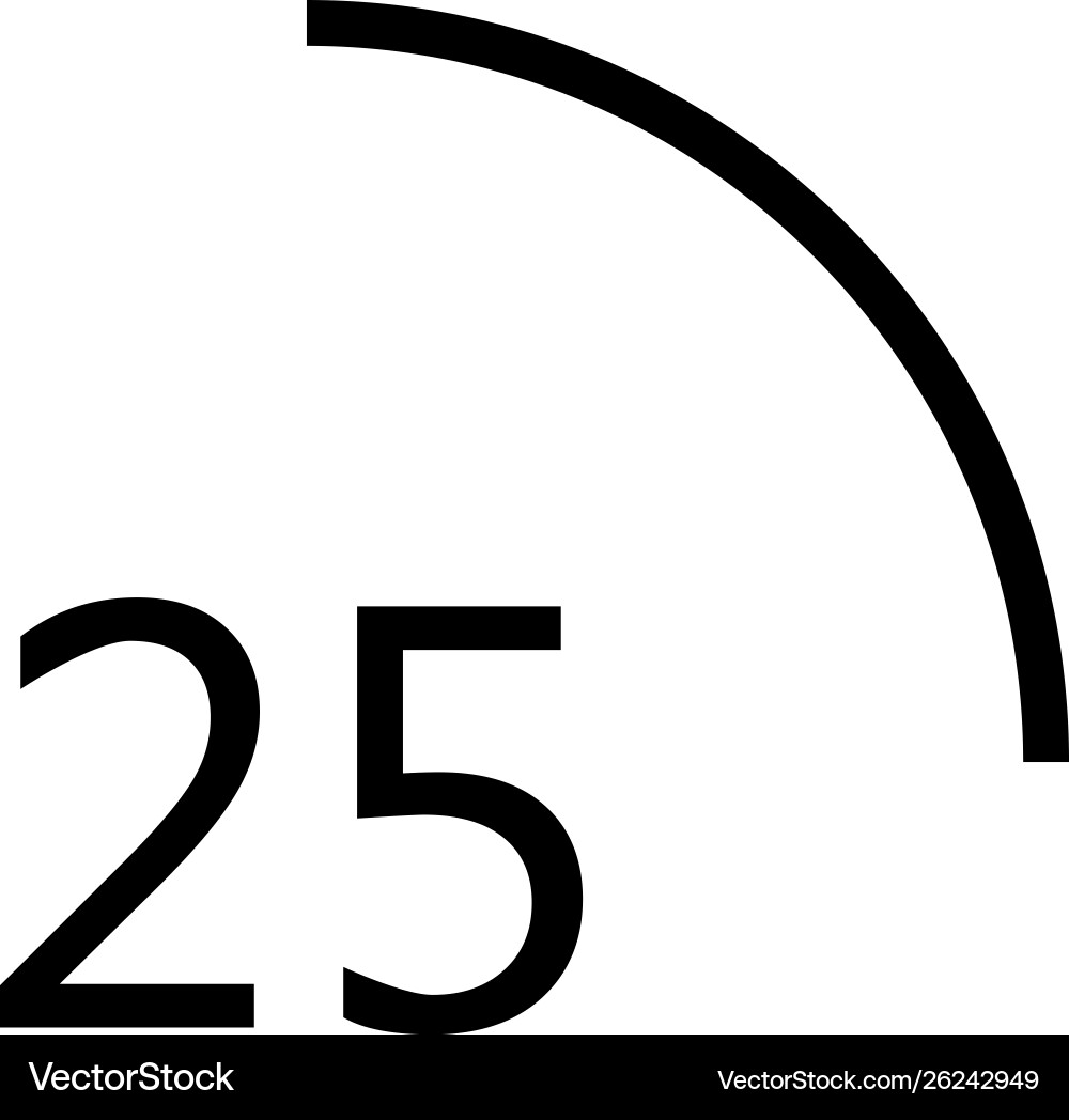 Twenty five percentage circle icon 25 percent Vector Image